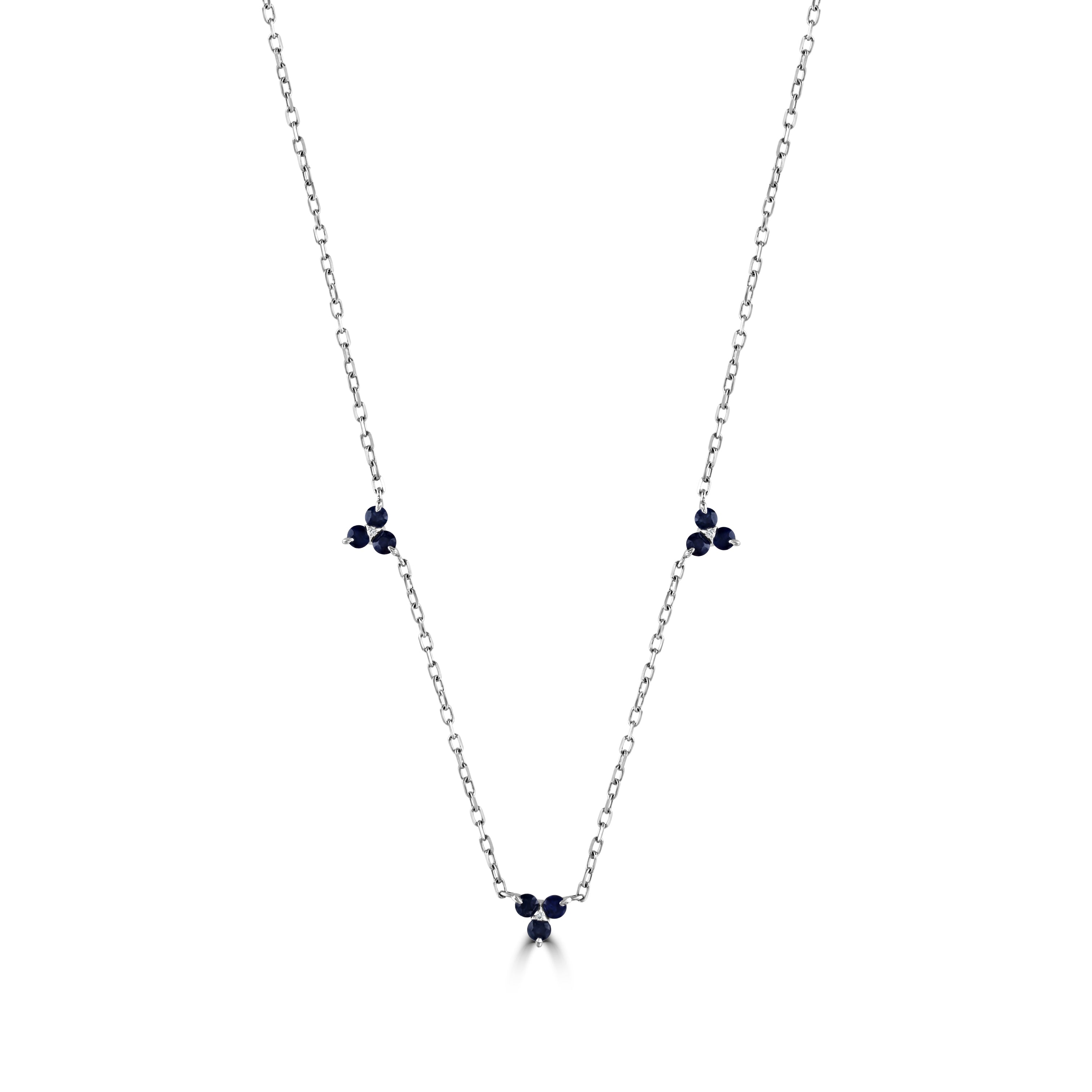 Sapphire and Diamond 9ct Yellow Gold Trefoil Necklace – Michael Jones ...