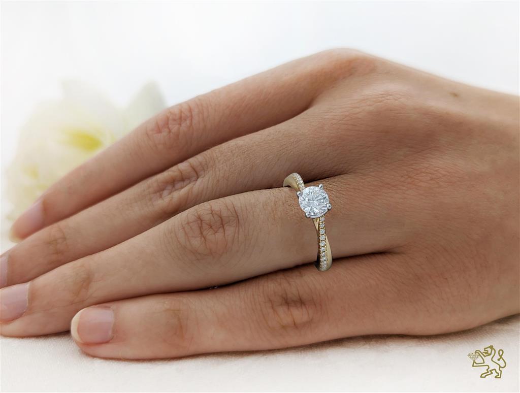 Skye Twist Solitaire 0.70ct F VS2 Diamond Yellow Gold/Platinum Ring ...